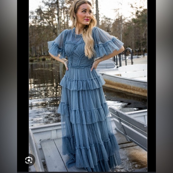 Ivy City Co | Dresses | Ivy City Co Blue Ruffled Dress | Poshmark